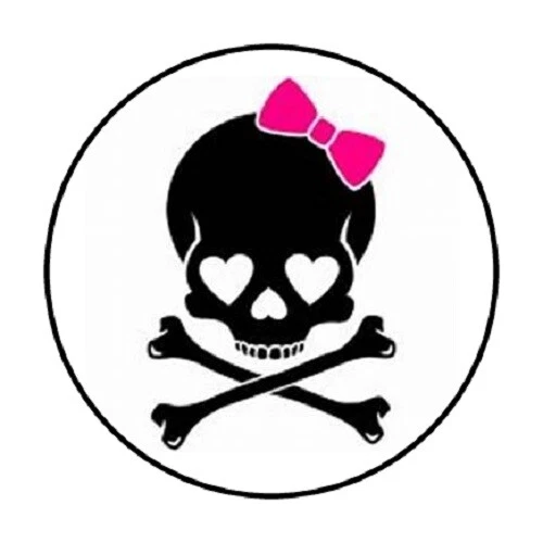 Girly Skull And Cross Bones Sticker Phone Decal Water Bottle Stickers ...