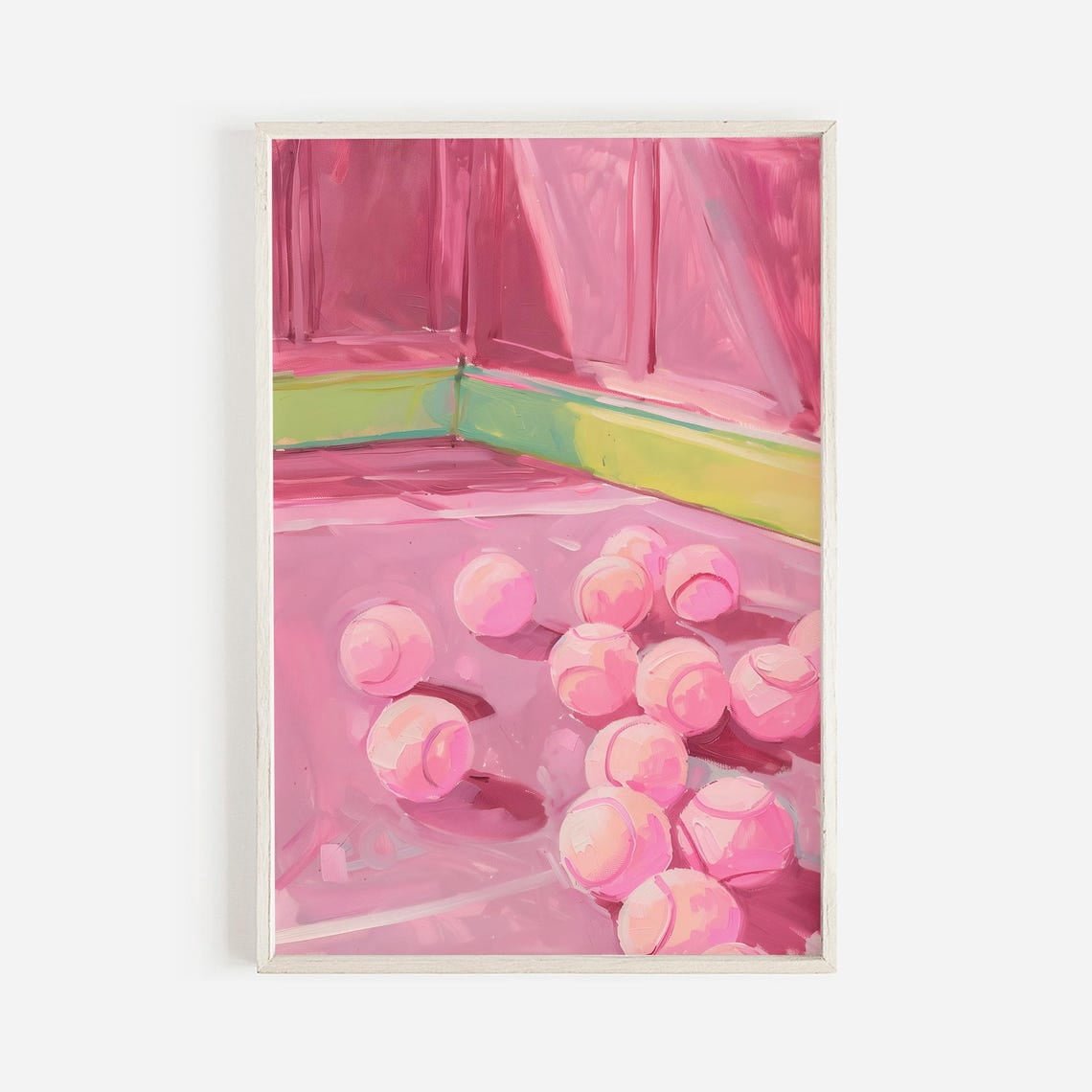 Girly Tennis Court Print, Pink Sports Illustration, Vintage Tennis Art ...