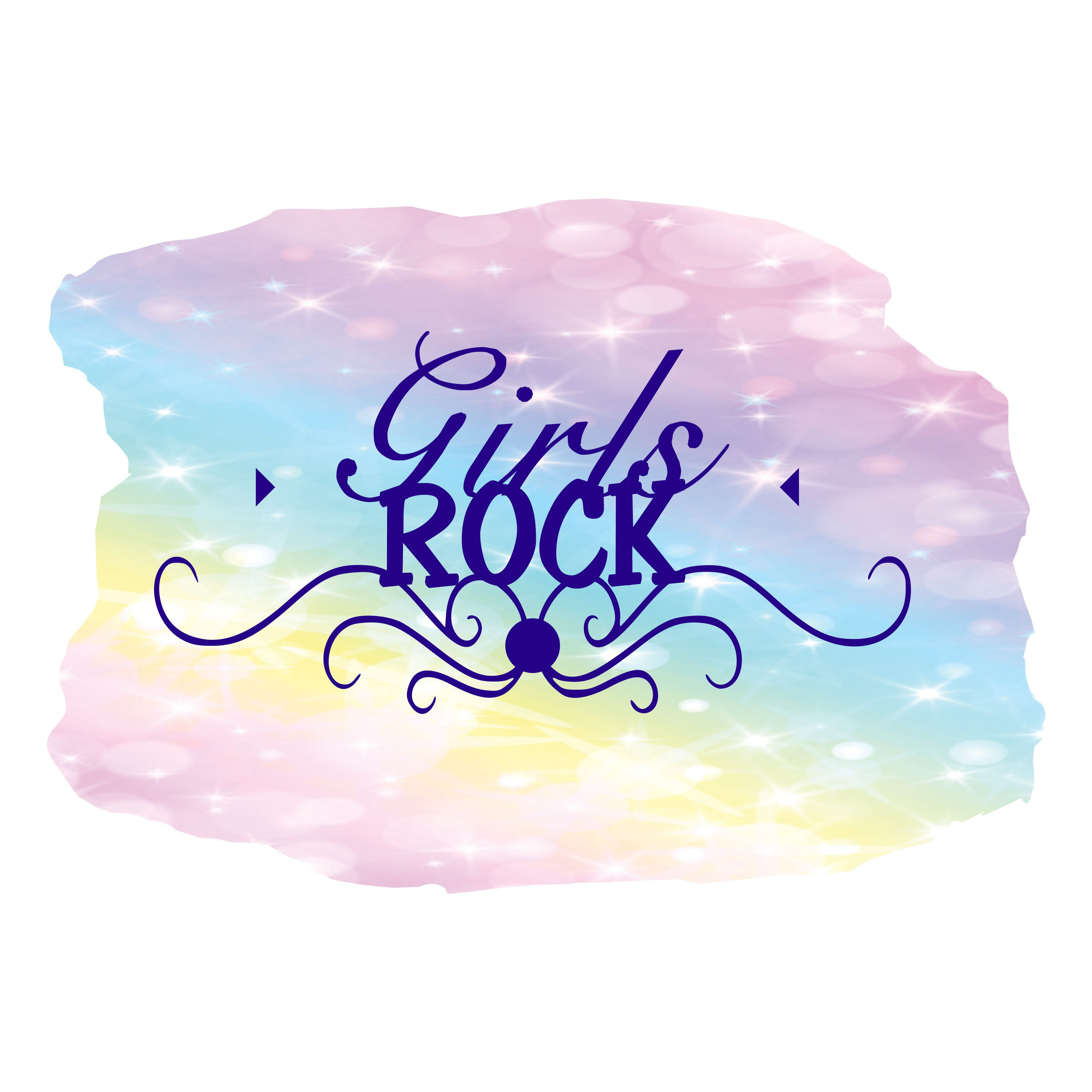 Girly Wall Decals for Girls Bedroom - Girls Rock on Multicolored ...