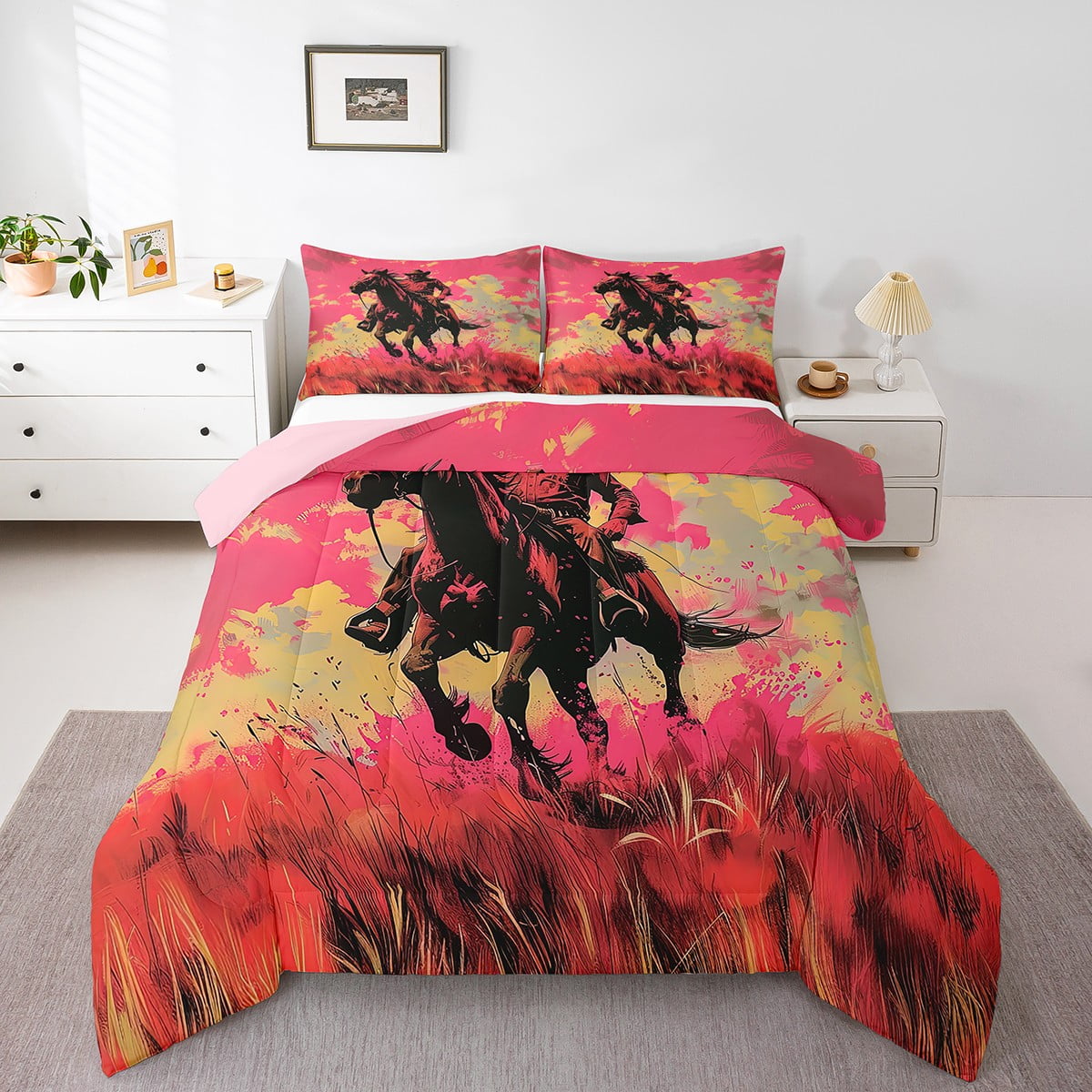 Girly Western Bedding Set Queen,Vinatge Western CowCowComforter Set ...