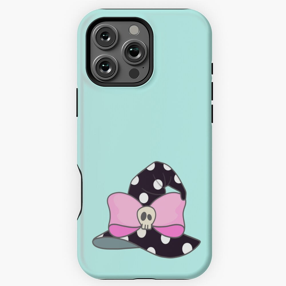 Girly Witch Hat with Pink Bow and Skeleton Phone Case for iPhone 16 15 ...