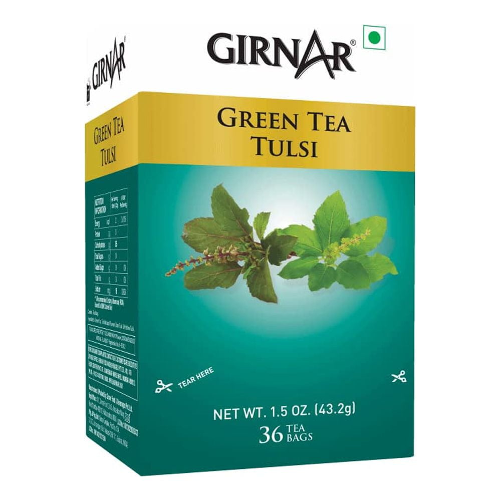 Girnar Green Tea With Tulsi (Basil Leaves) (36 Tea Bag) - Walmart.com