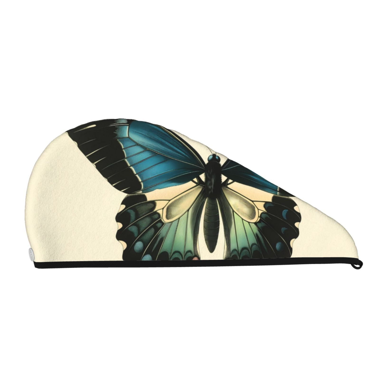 Giroia Blue Black Butterfly Art for Hair Caps with Buttons for Fast ...