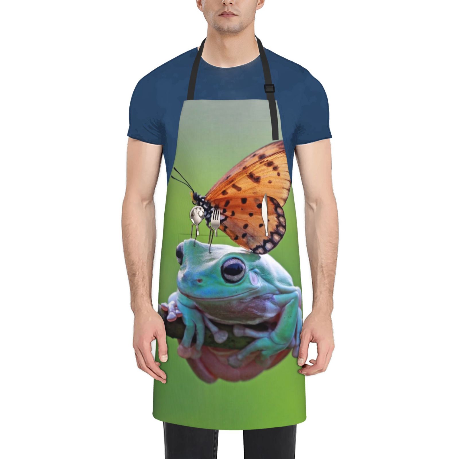 Giroia Butterfly Landing On Head Dumpy Frog for Waterproof Apron for ...