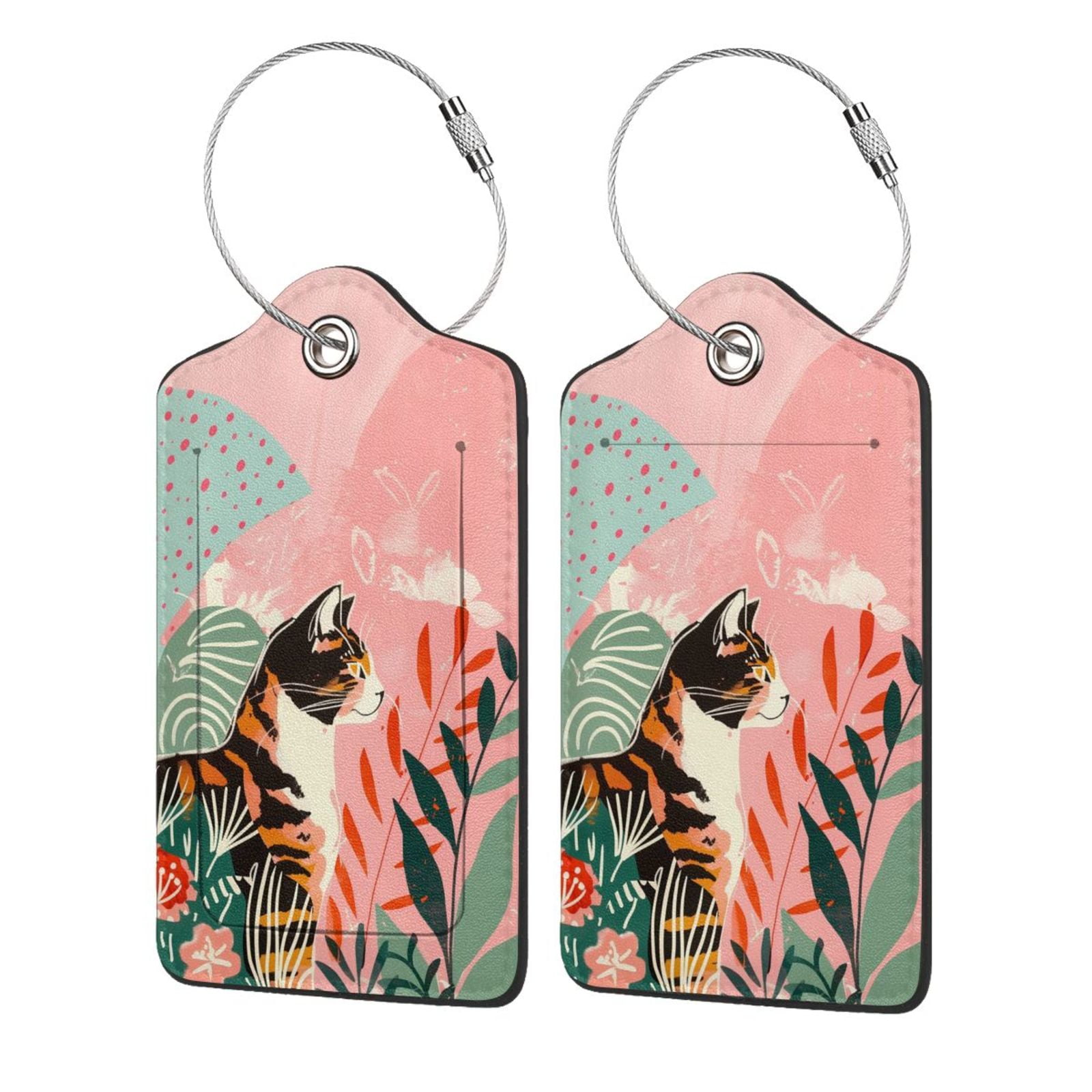 Giroia Colorful Cat With Flowers for Large Luggage Tags for Suitcases ...
