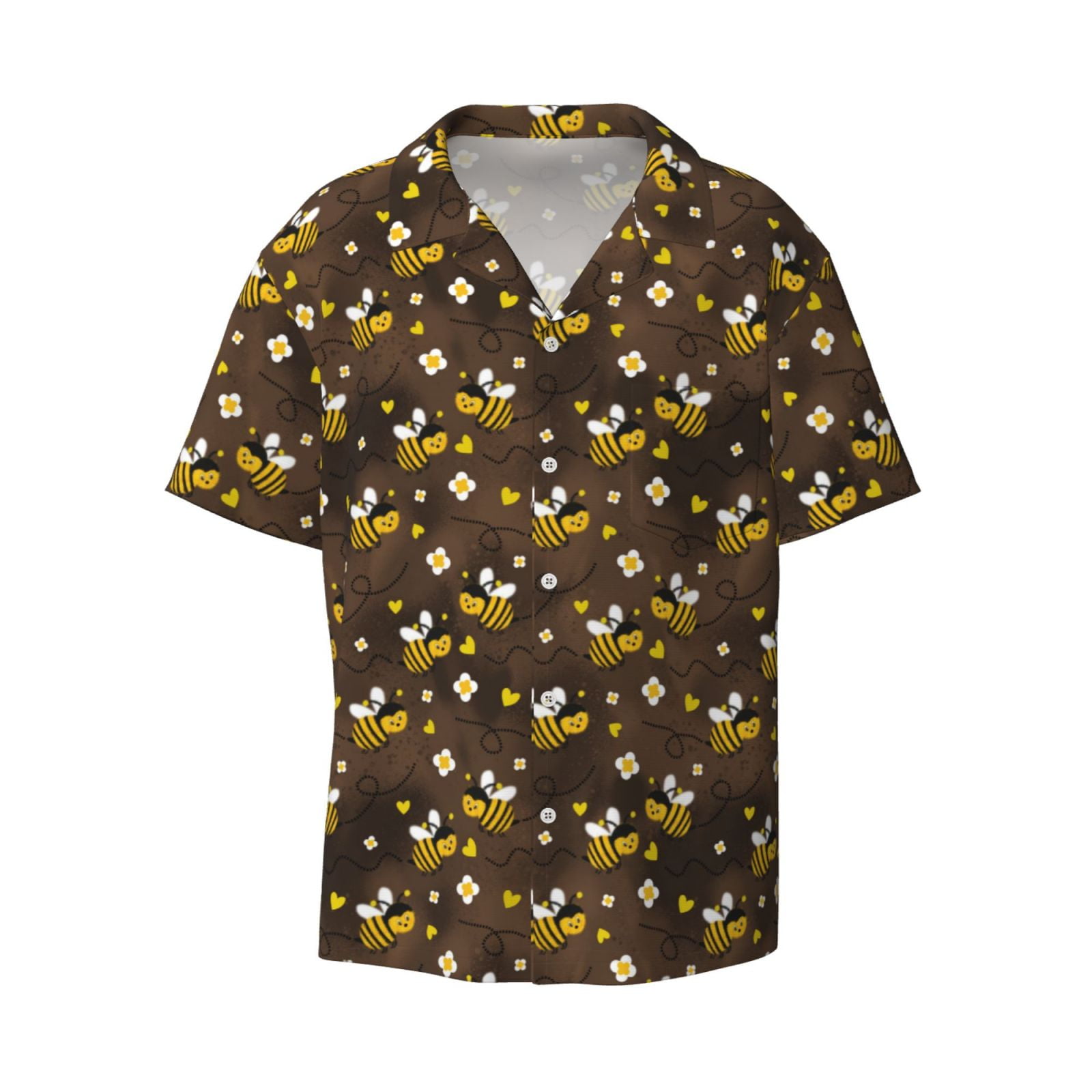 Giroia Flying Furry Honey Bees For Breathable Mens Lightweight Casual Short Sleeved Shirt