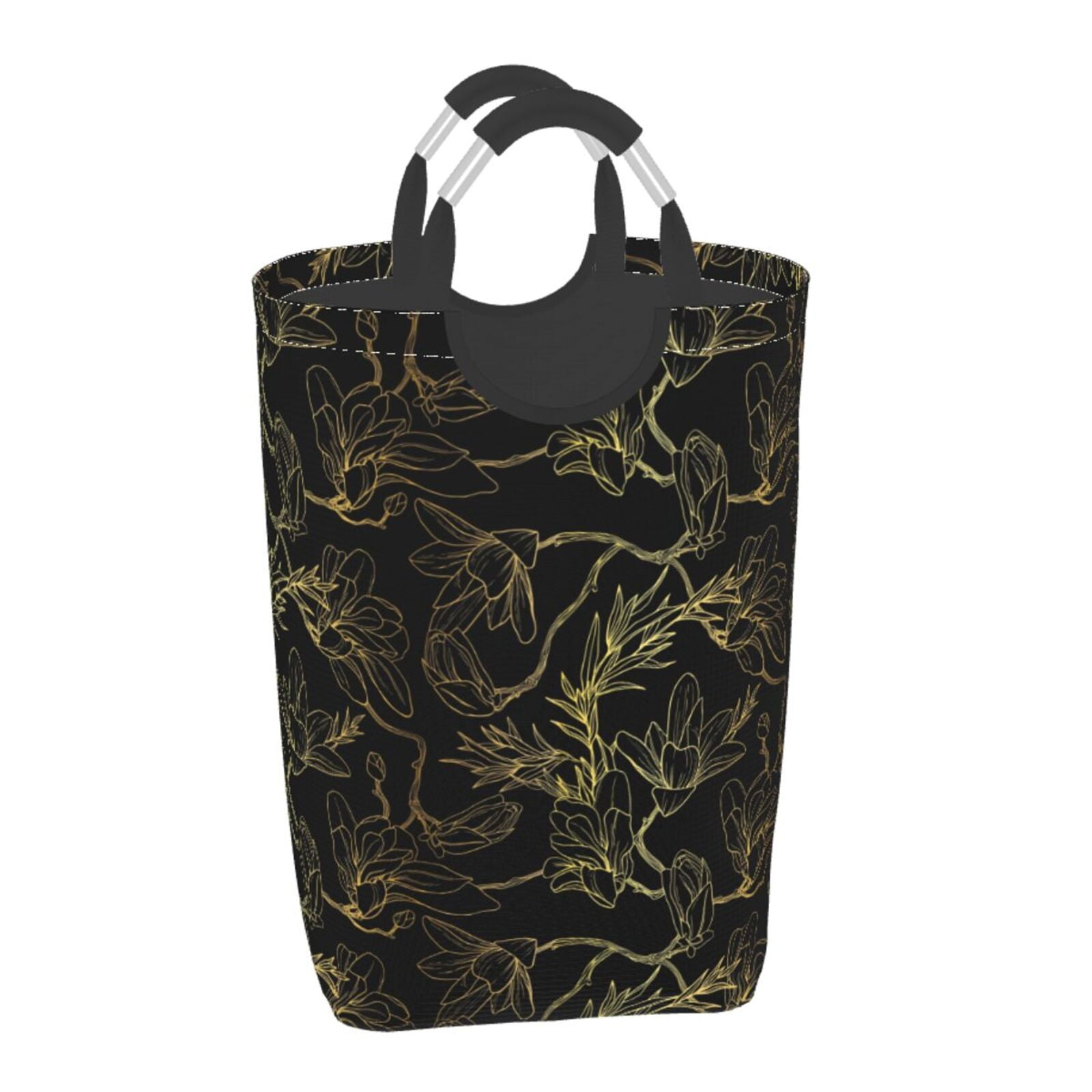 Giroia Gold Gloss Outline Floral for Travel Laundry Bag, Dirty Clothes Organizer, Collapsible ...