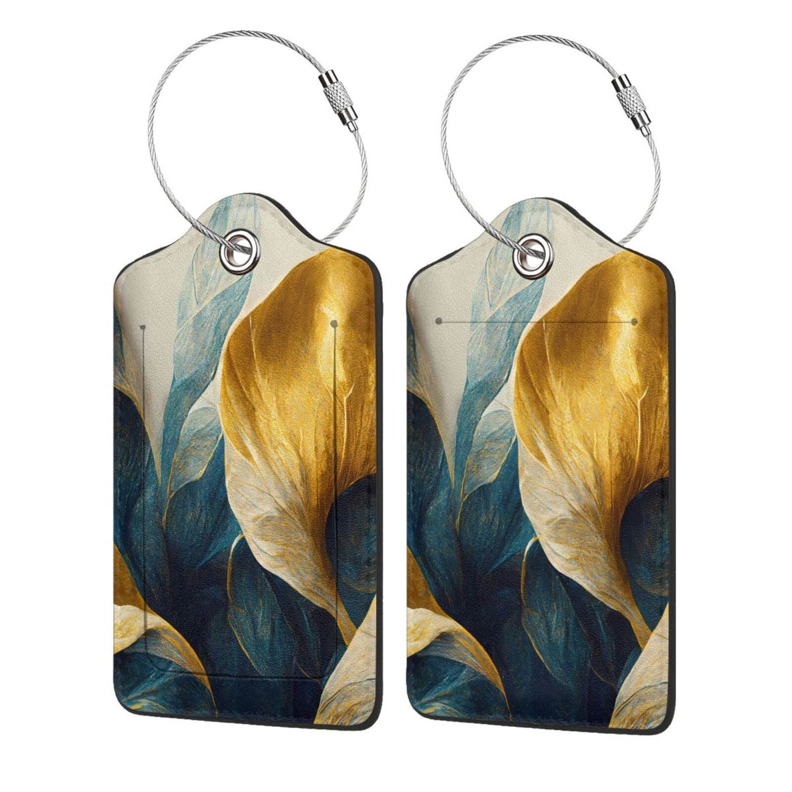 Giroia Golden Blue Leaf Design for Large Luggage Tags for Suitcases for ...