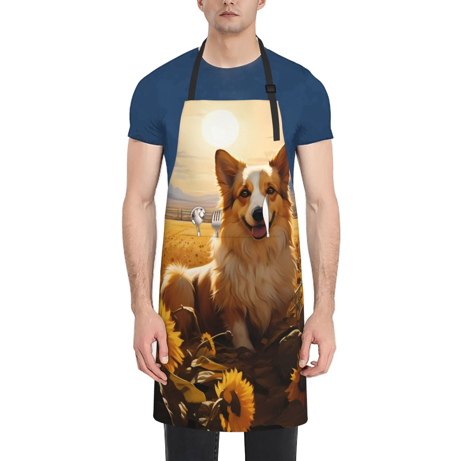 Giroia Pastoral Sunflower Corgi for Waterproof Apron for Men and Women ...