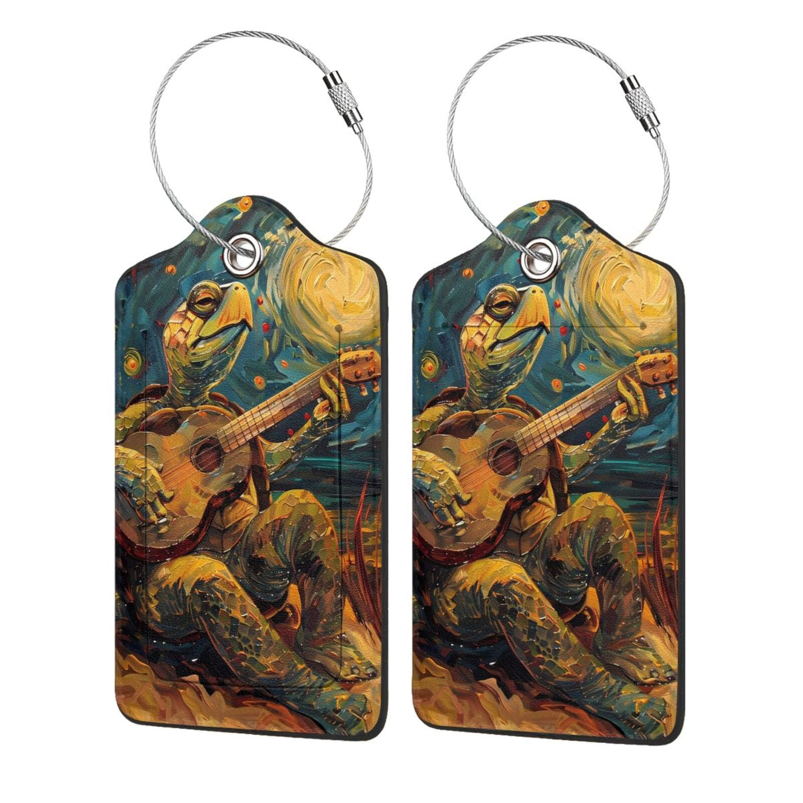 Giroia Starry Night Guitar Turtle for Large Luggage Tags for Suitcases ...