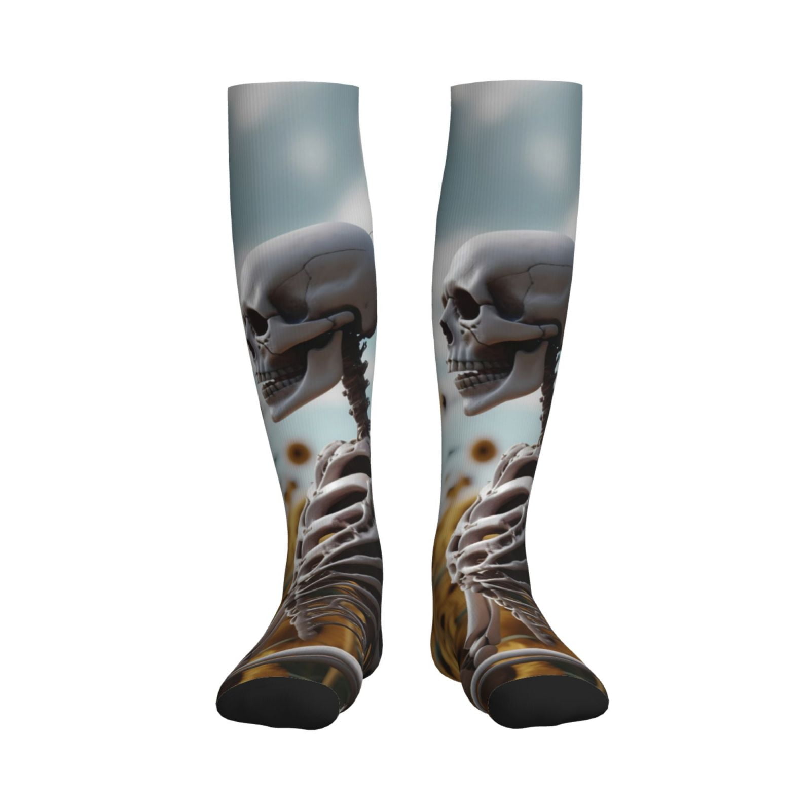 Giroia Sunflower Butterfly Skull for Premium Sports Compression Socks ...