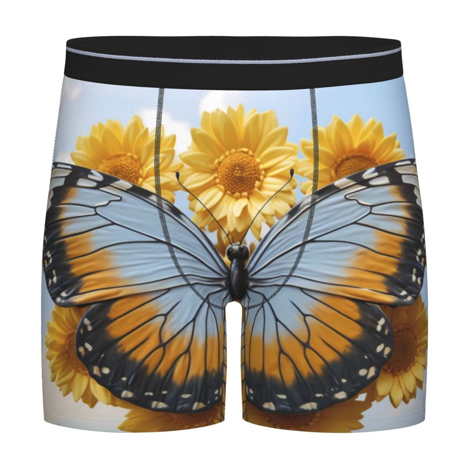 Giroia Vibrant Butterfly And Sunflowers for Men's Long Boxer Briefs ...