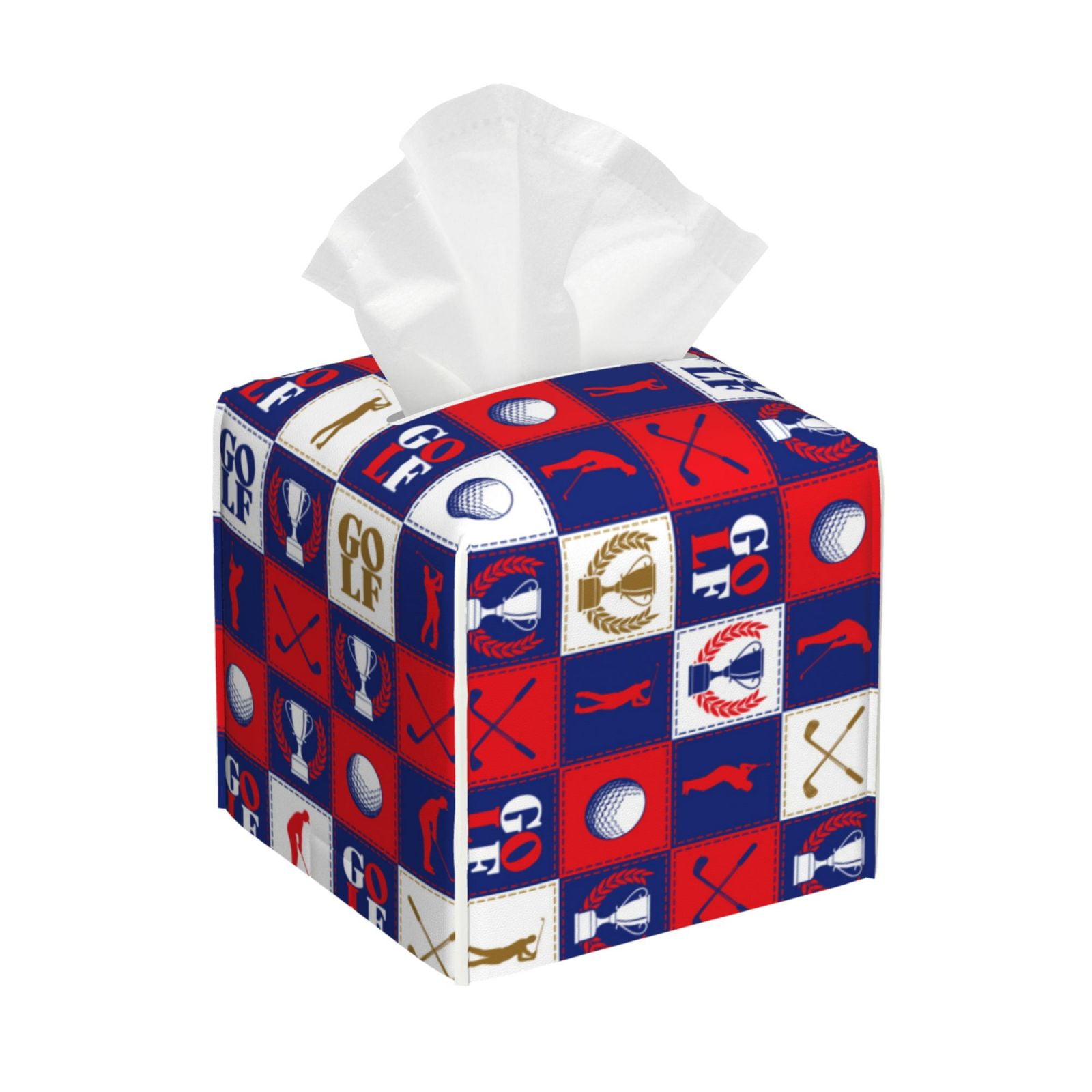 Giroia golf for Modern Square Decorative Hgh-quality leather Facial Paper Case 5.2"X5.2"X5.2 ...