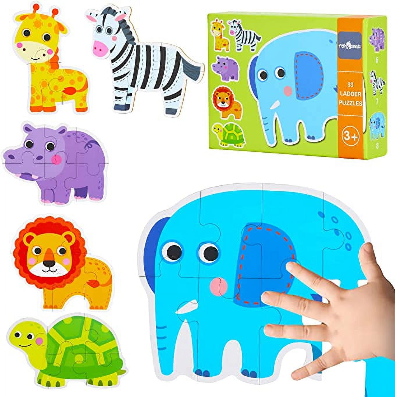 Girony Eaey Puzzles for Toddler 2-5 Year Olds, Animals Shaped Wooden ...