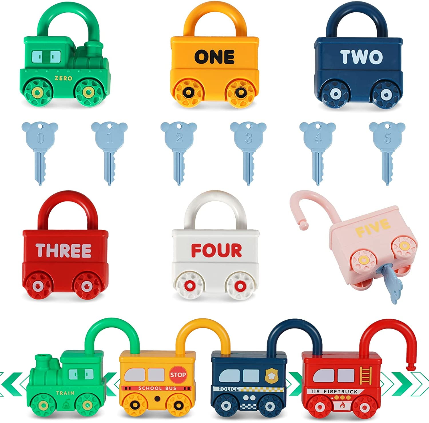 Girony Montessori Lock and Key Car Toys,Unlock Car Toys, Matching ...