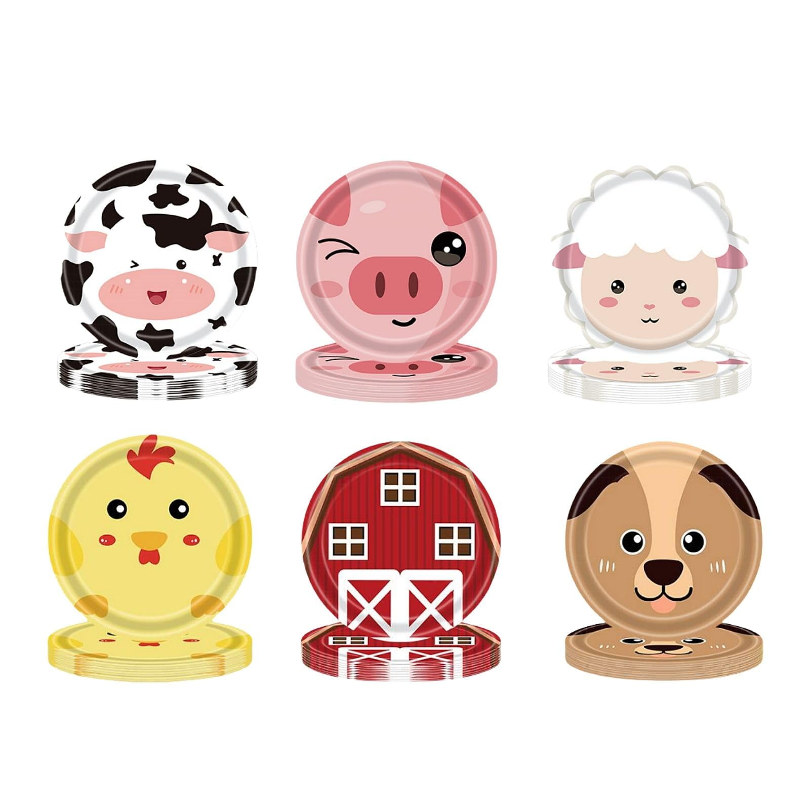 Girouette Disposable Plates for STF9 Party Cute Farm Animals Plates For ...