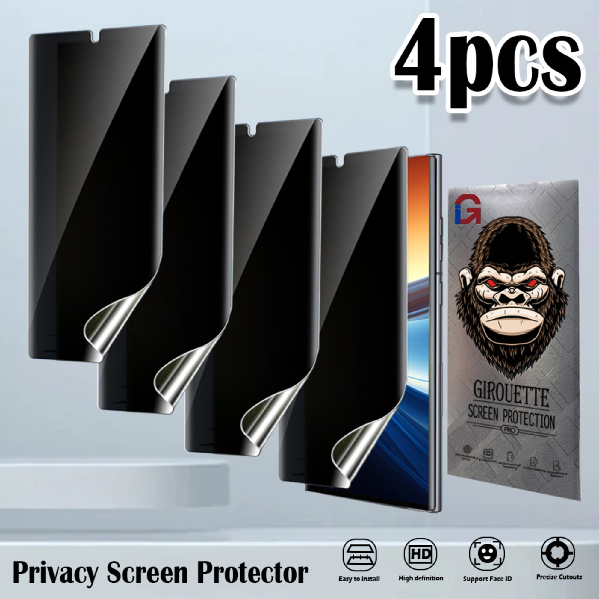 Girouette Galaxy S23 Ultra Screen Film Protector, 4-Pack, Anti-Spy Soft ...