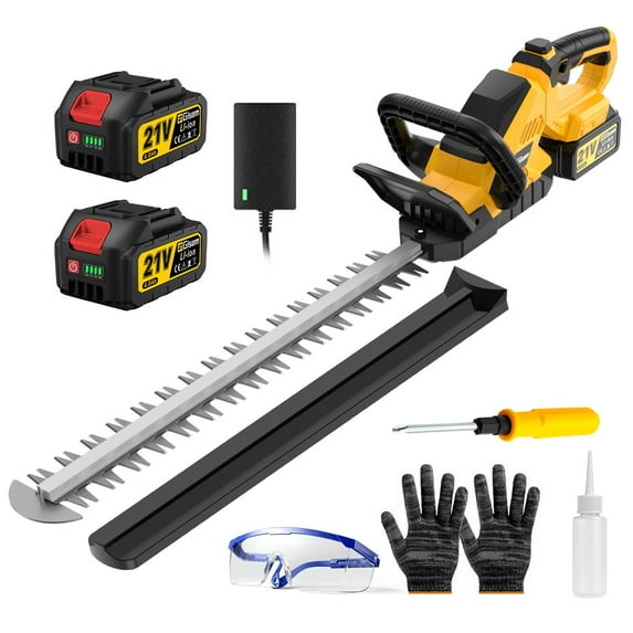 Gisam Cordless Rotary Hedge Trimmer, 21" Dual-Action Blade Electric ...