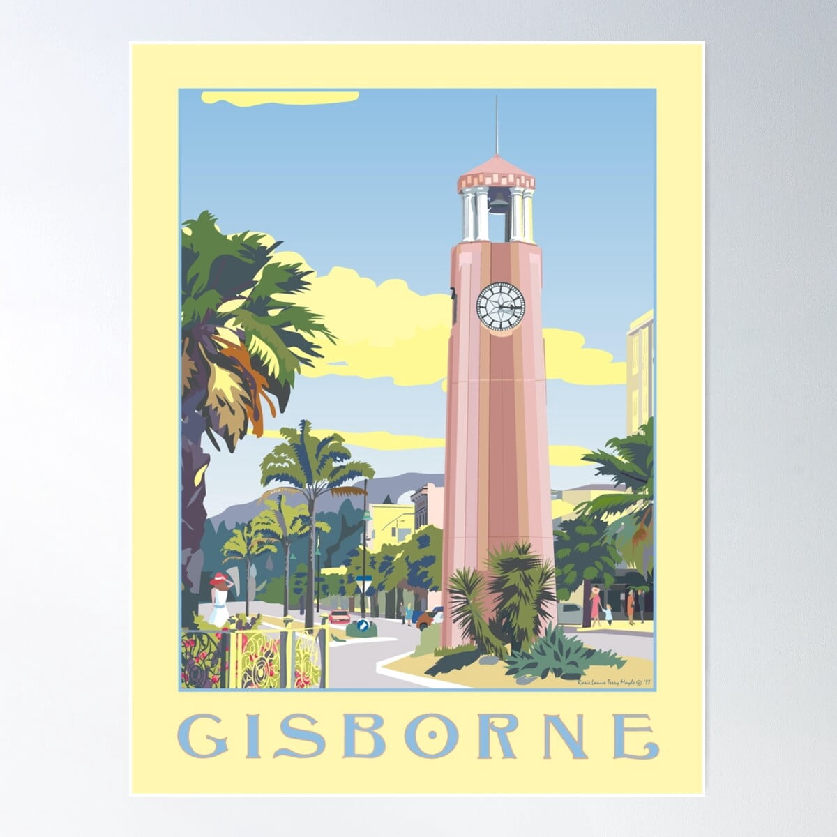 Gisborne Art Deco Clock Tower Poster Wall Art, Modern Wall Decor For ...