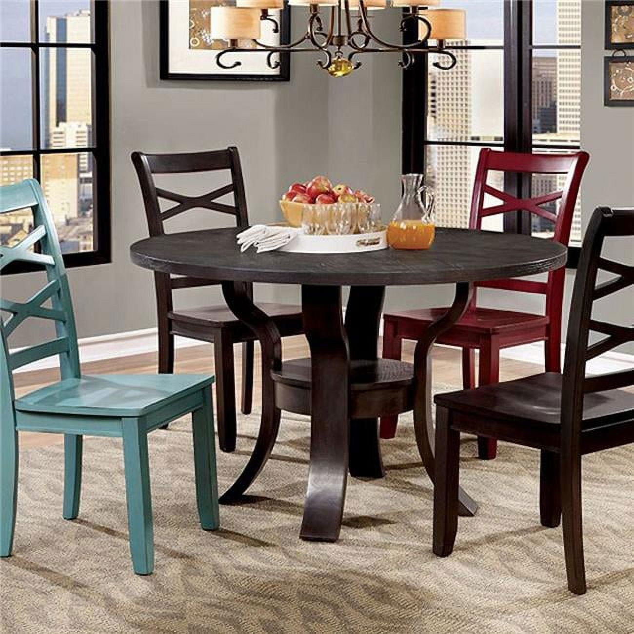 Gisela Transitional Round Dining Table, Brown - Walmart.com