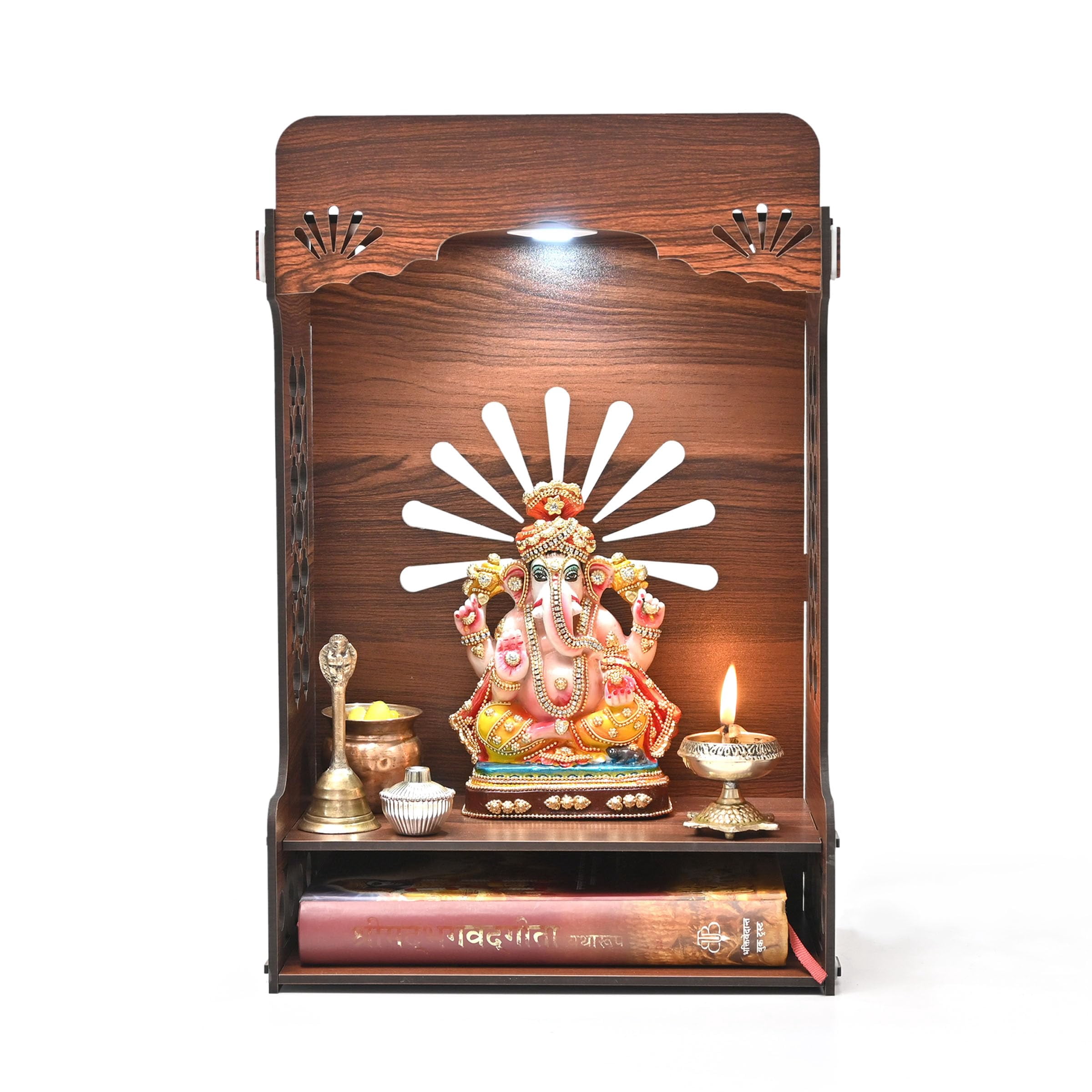 Git Kya De Pooja Mandir for Home, Wooden Temple with Storage Shelf ...