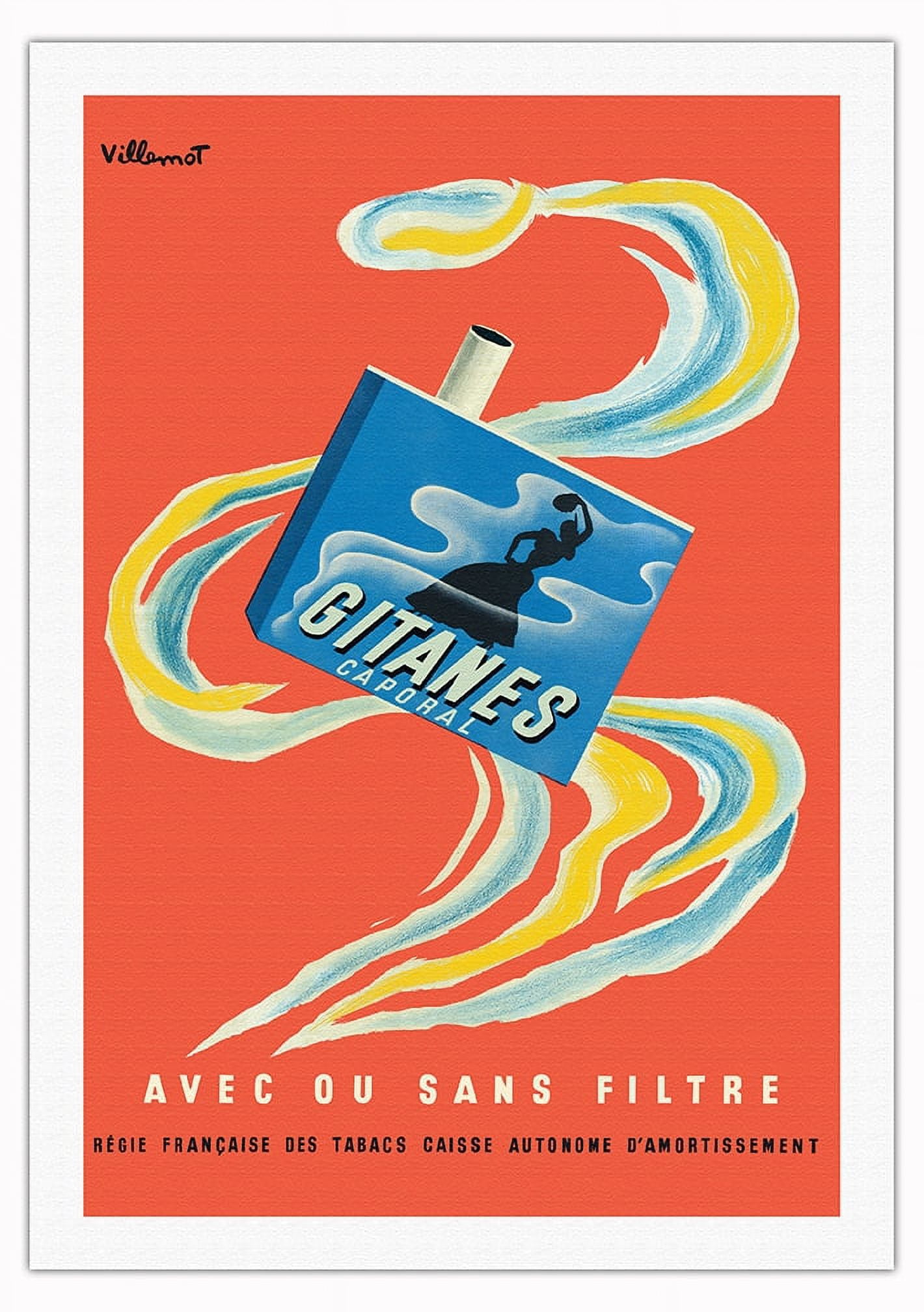 Gitanes Caporal Cigarettes - Vintage French Advertising Poster by ...