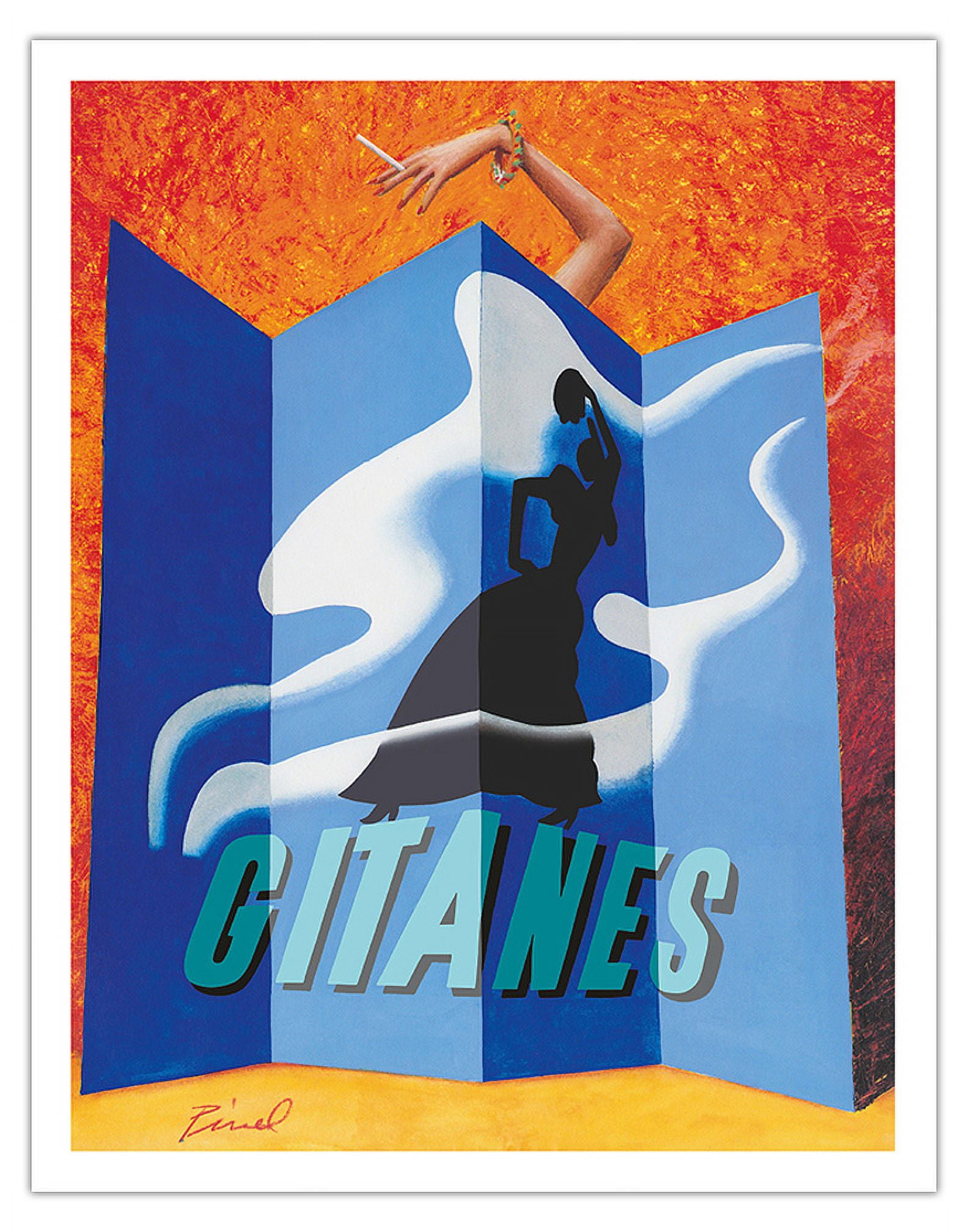 Gitanes French Brand Cigarettes - Lady with Cigarette - Vintage ...