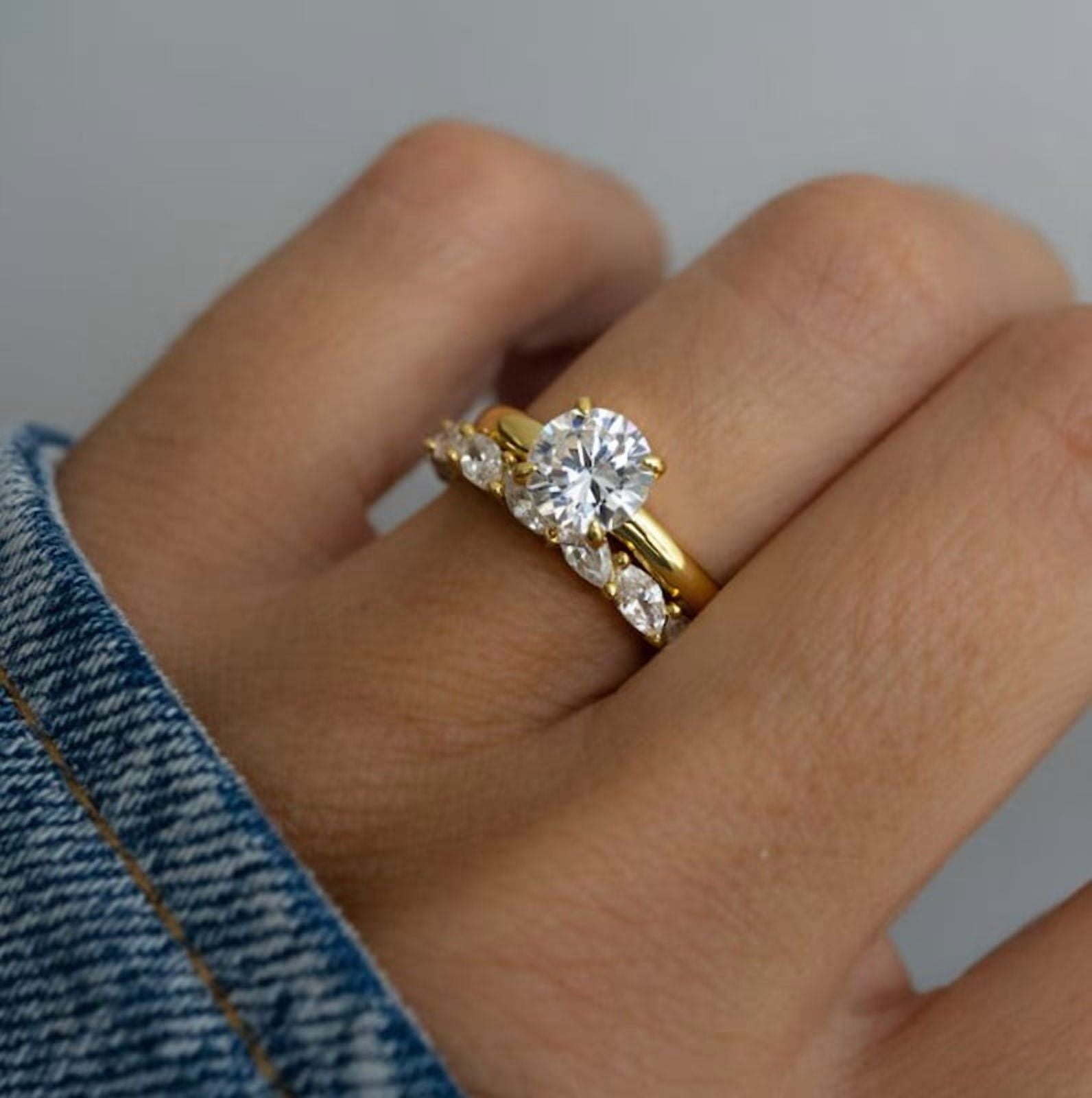 Gitanshjewels Moissanite Round Women Wedding Ring,Engagement Ring in (G ...