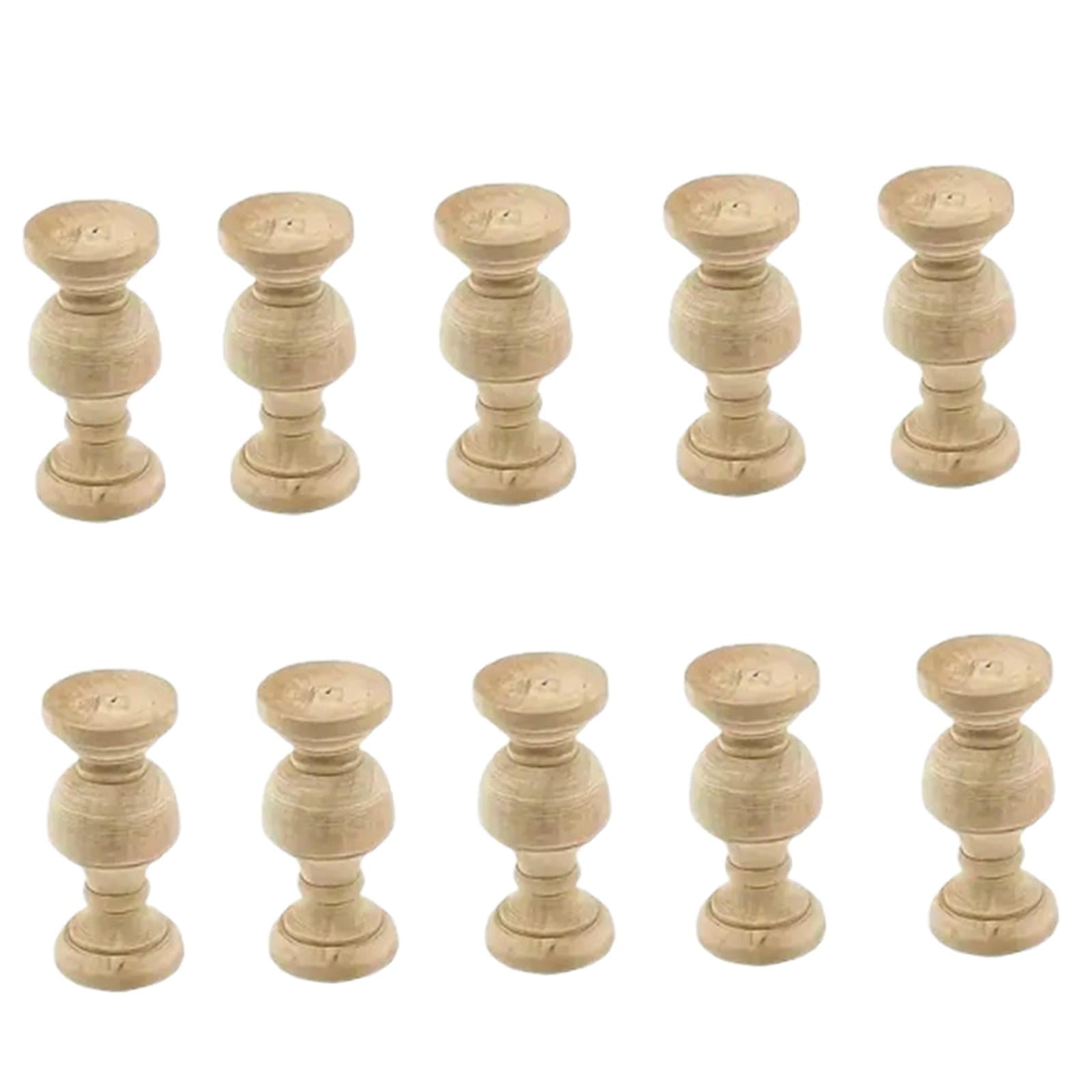 Gitohoni 10 Pieces Wood Finials Unfinished Delicate DIY Craft Home ...