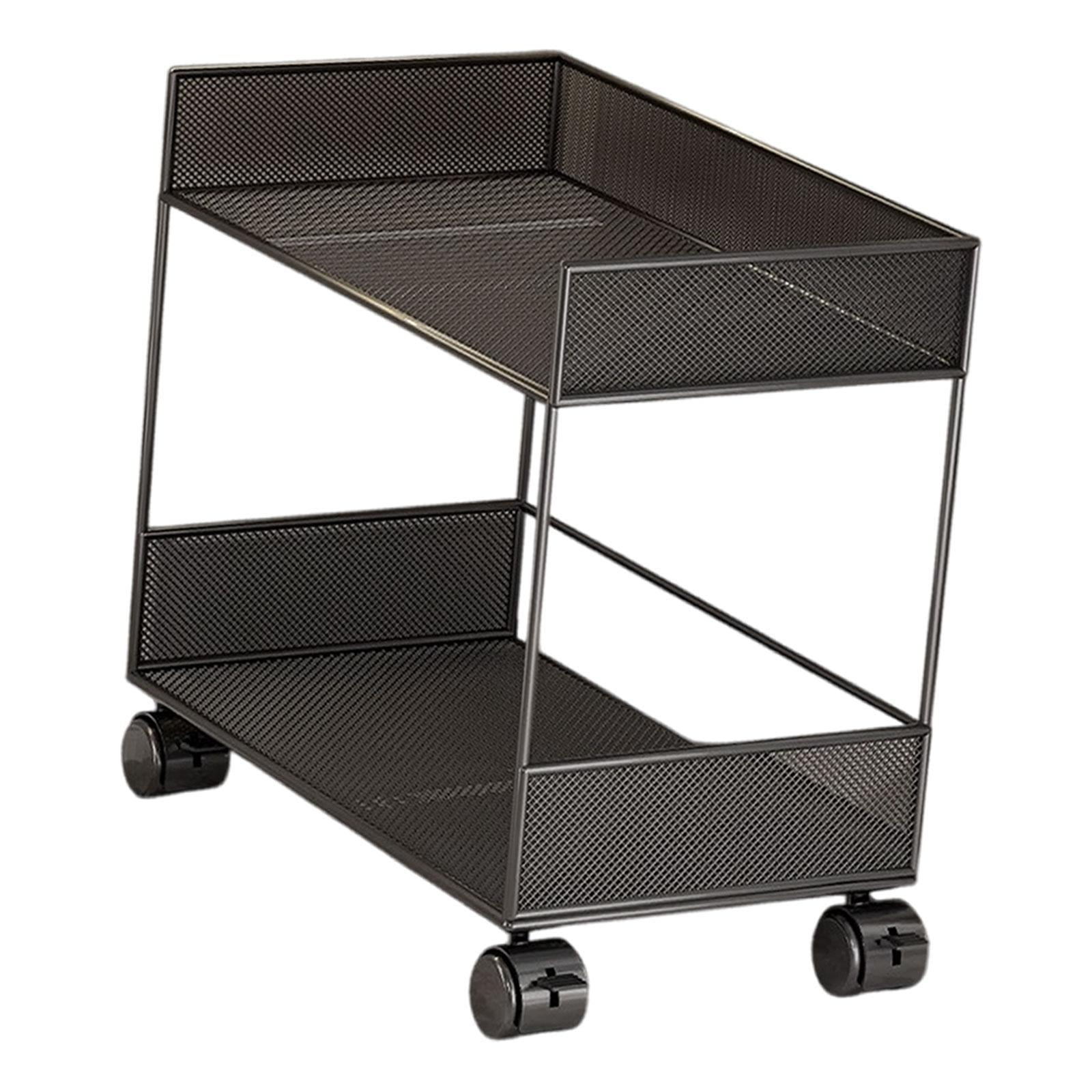 Gitohoni 2-tier Metal Rolling Cart Under Desk Utility Cart Rolling Book ...