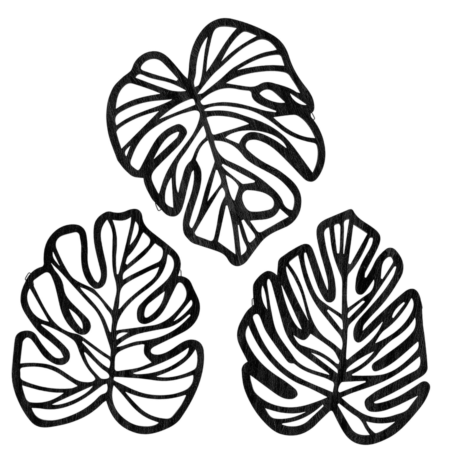 Gitohoni 3 Pieces Palm Leaves Wood Wall Decor Artwork for Entryway Sofa ...