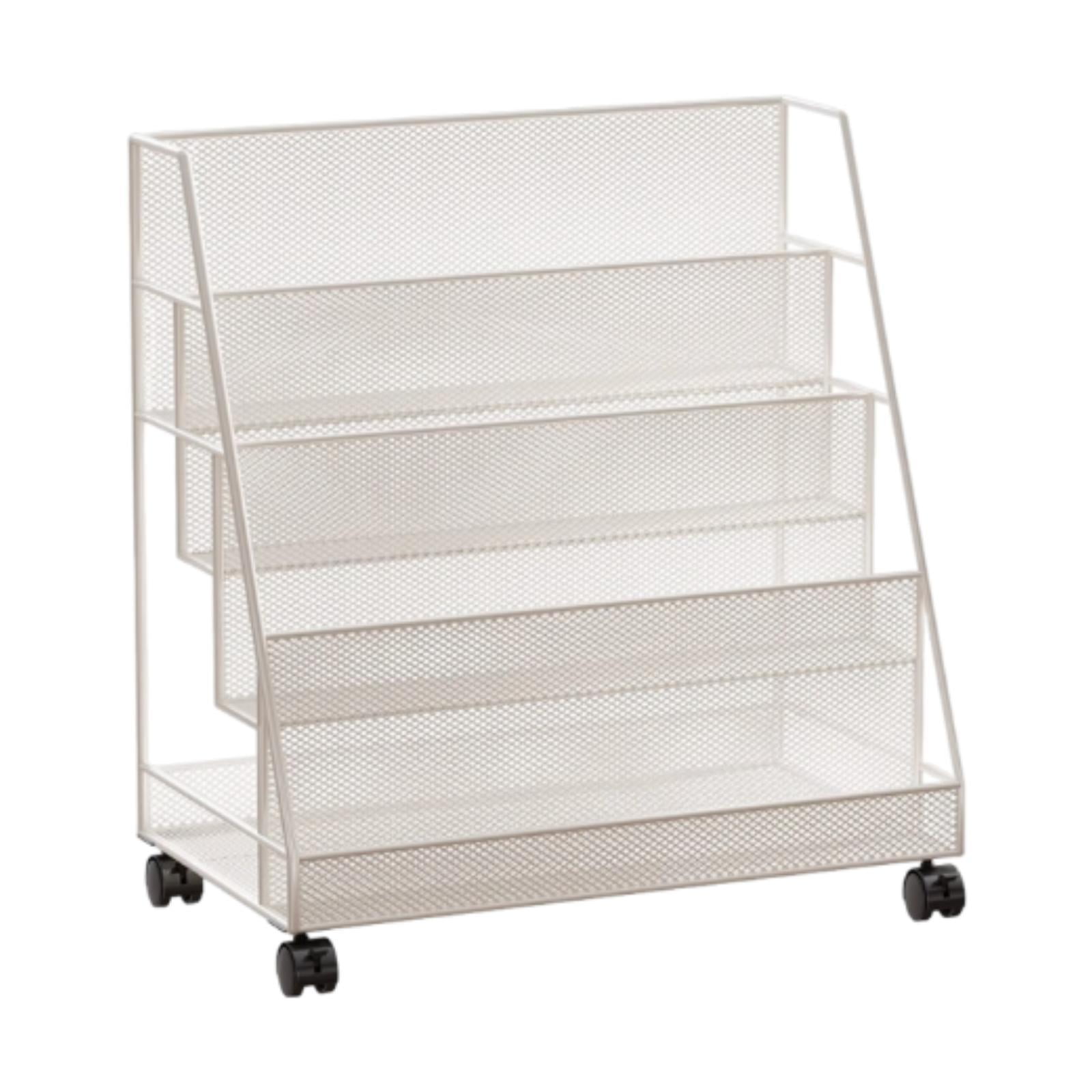 Gitohoni Bookshelf Cart Rolling Book Cart Large Capacity Unique Mobile ...