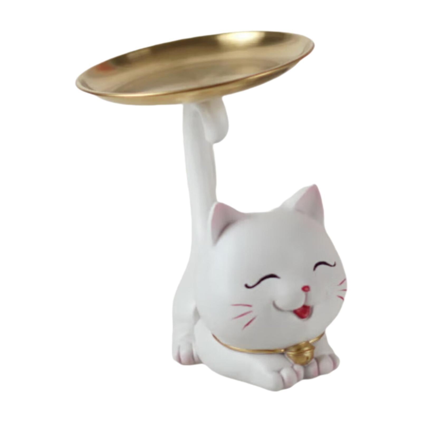Gitohoni Cartoon Cat Statue Organizer Tray Animal Sculpture Collecting ...