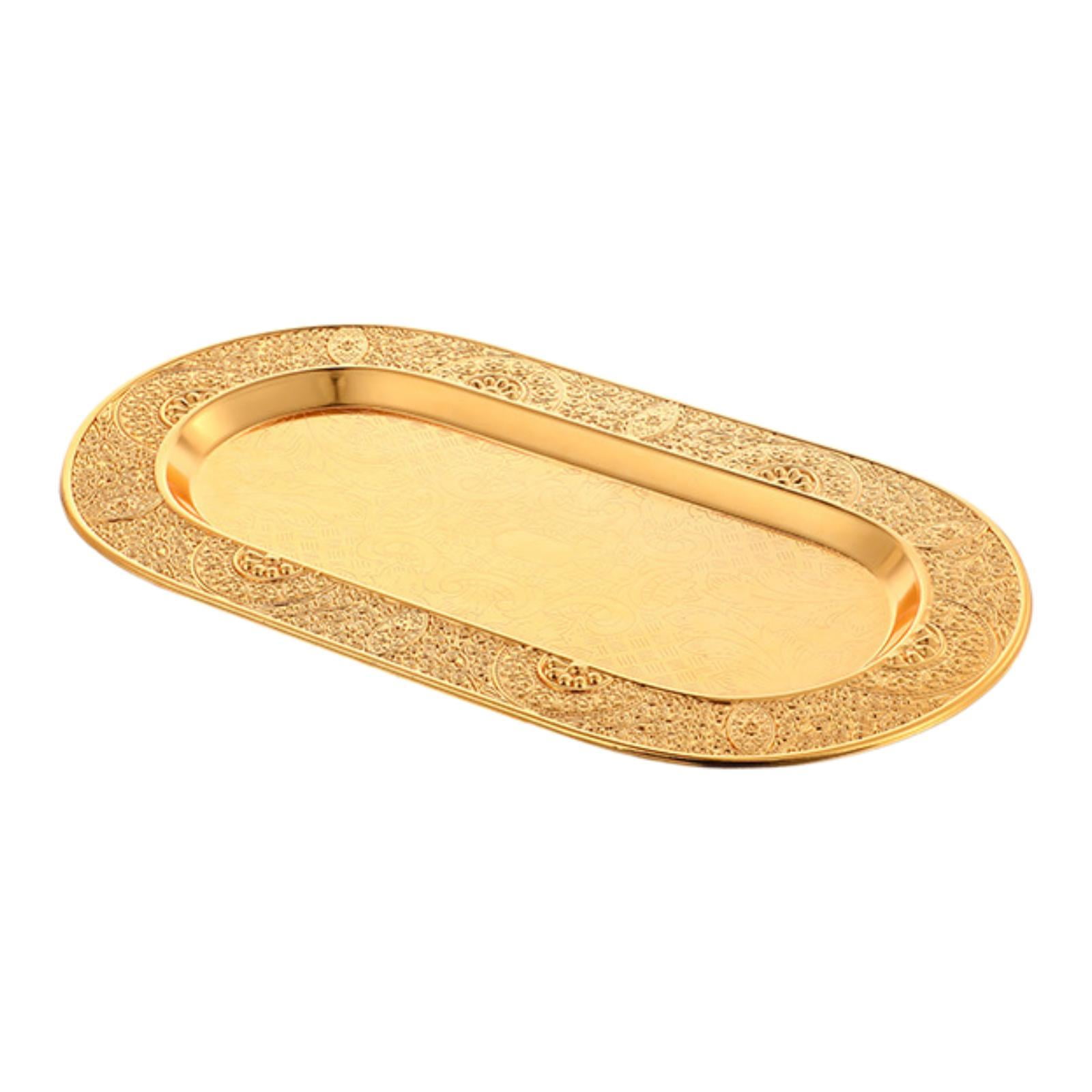 Gitohoni Gold Decorative Tray Fruit Tray Cake Dessert Tray for Office ...