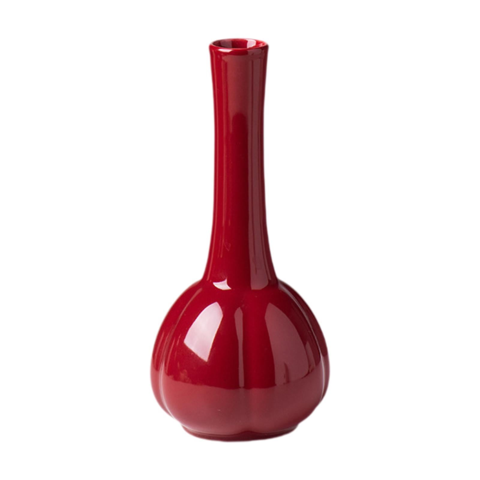 Gitohoni Red Ceramic Vase Desktop Ceramic Vase Rustic Small Red Vase ...