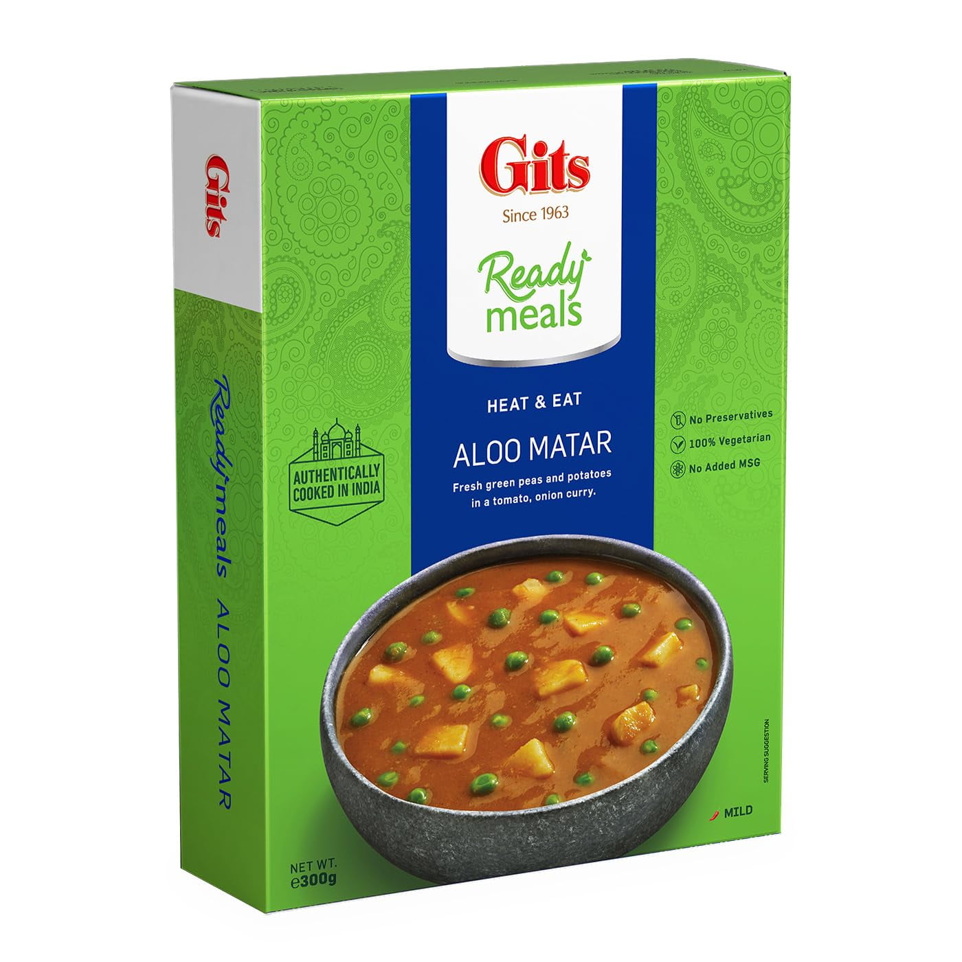 Gits Ready To Eat Aloo Matar, Pure Veg Heat And Eat Indian Meal ...