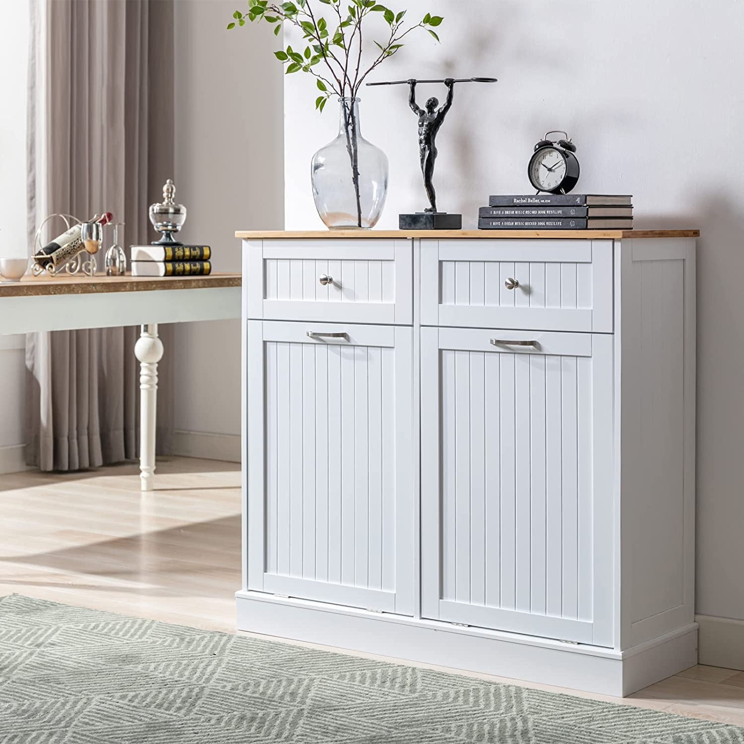Gitua Trash Cabinet Tilt Out Freestanding, Pet Proof Kitchen Trash ...