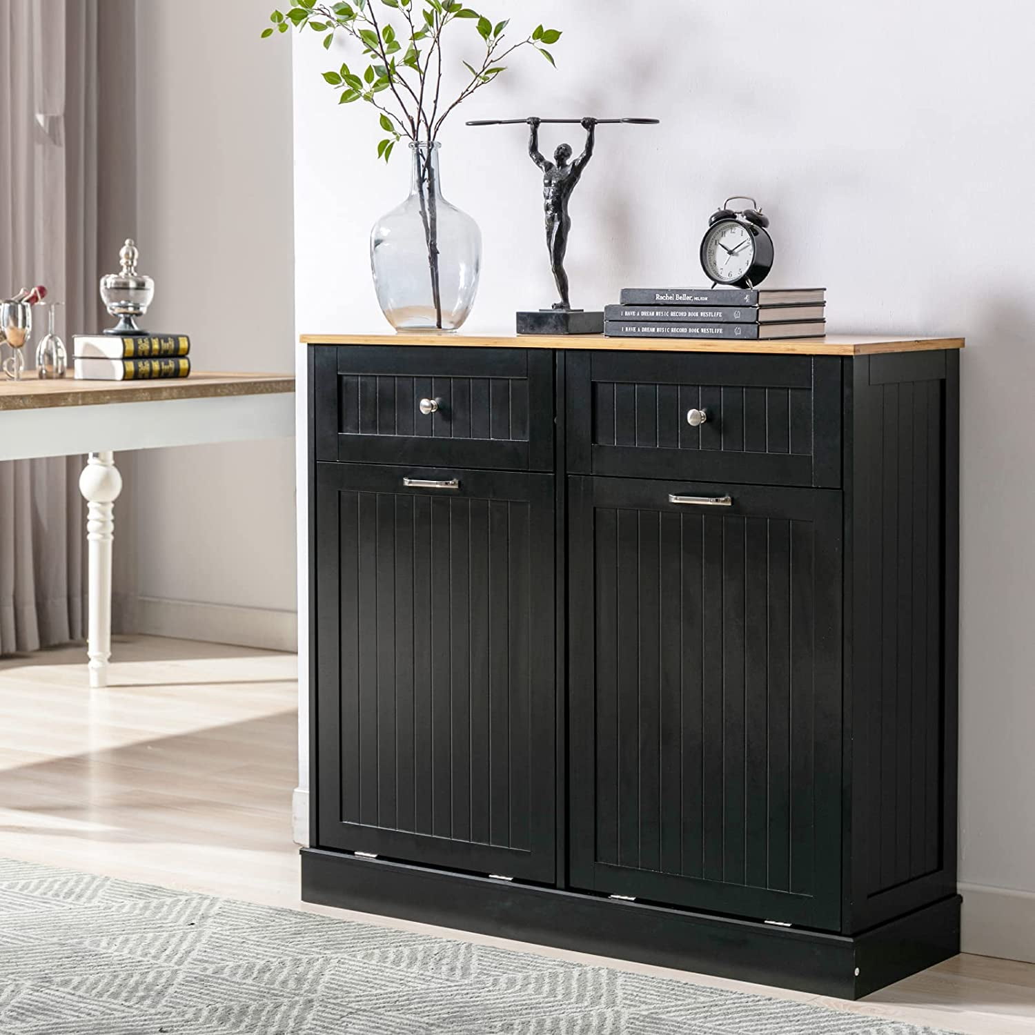 Gitua Trash Cabinet Tilt Out Freestanding, Pet Proof Kitchen Trash ...