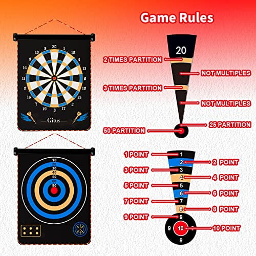 Gitus Magnetic Dart Board Indoor Outdoor Games for Kids with 12 Darts, Gifts for Teenage Boys ...