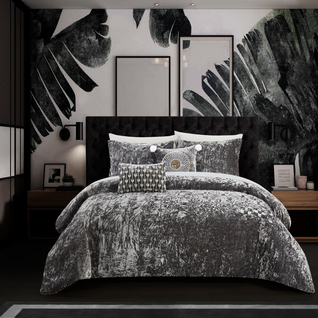 Giuliana 5 Piece Comforter Set Crinkle Crushed Velvet Bedding - Walmart.com