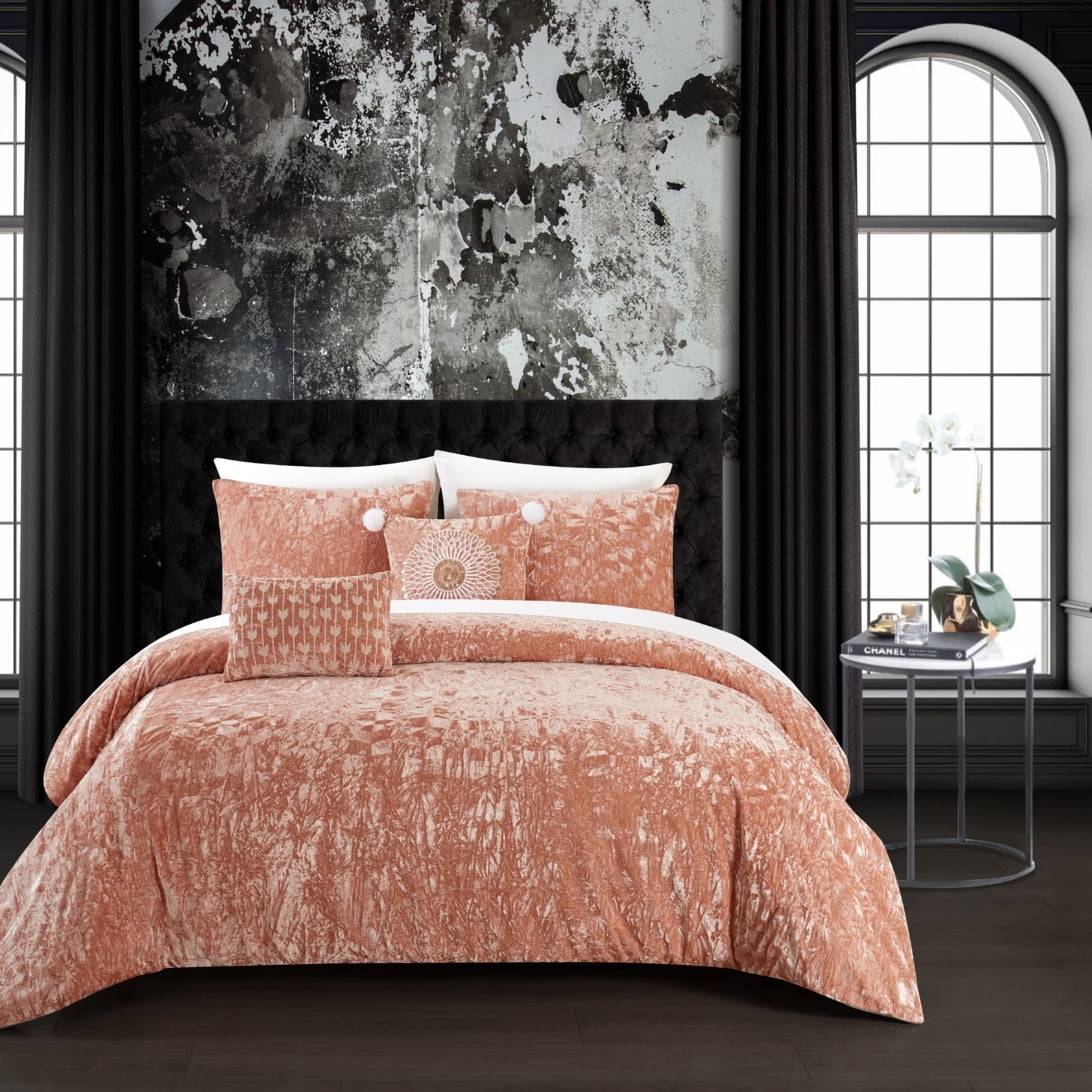 Giuliana 5 Piece Comforter Set Crinkle Crushed Velvet Bedding - Walmart.com