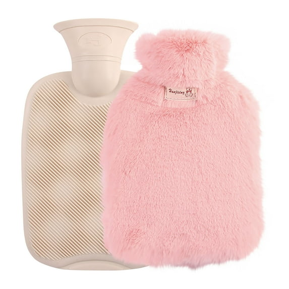 Giunmcul 1 Liter Hot Water Bottle with Soft Fleece Cover Relieves ...