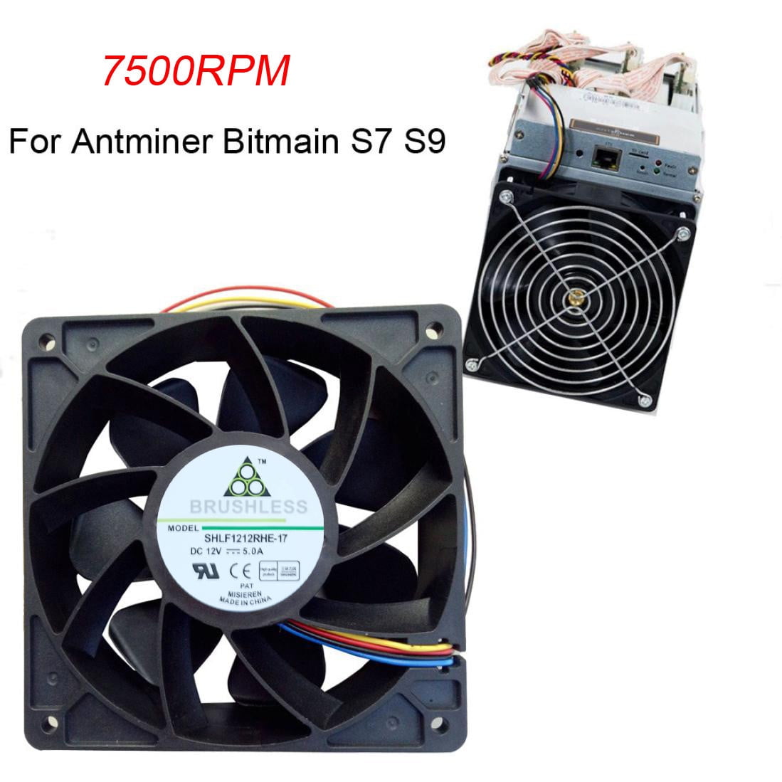 Giunmcul 50% Off Clear 7500RPM Fan Replacement 4-pin Connector for Antminer Bitmain S7 S9 ...