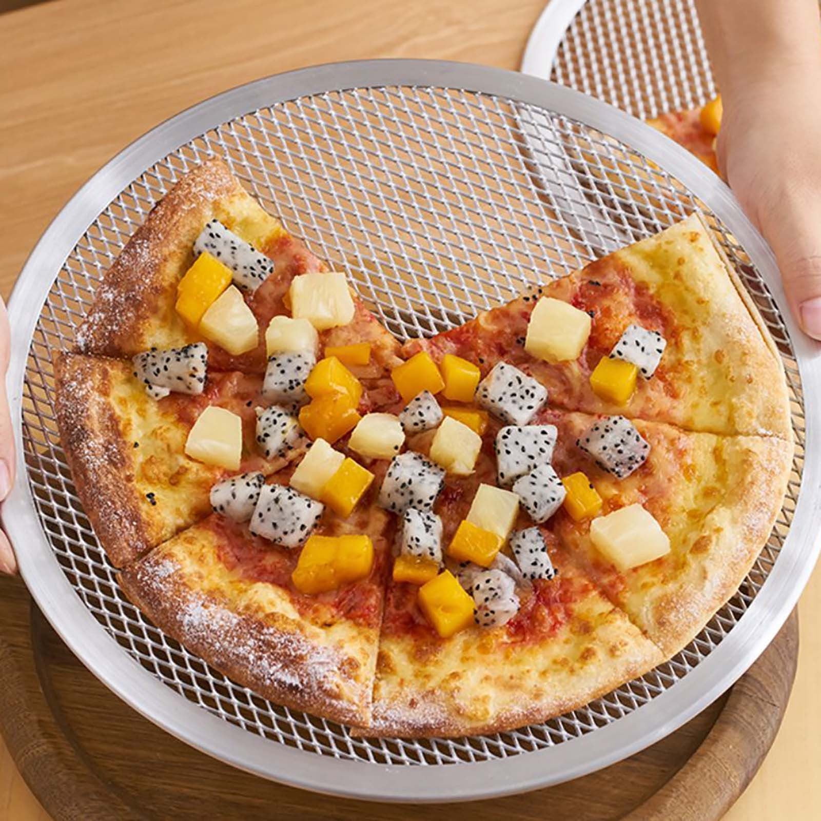 Giunmcul Aluminum Pizza Mesh Round Thickened Baking Screen Quick ...