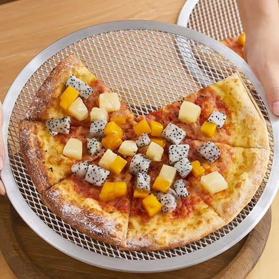 Giunmcul Aluminum Pizza Mesh Round Thickened Baking Screen Quick ...