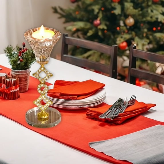 Giunmcul Christmas Crystal Glass Flower Candle Holder Elegant Table ...