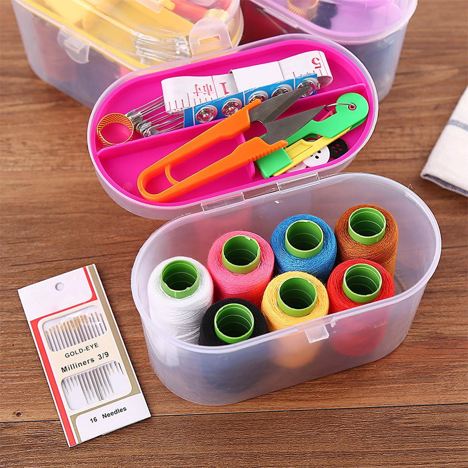 Giunmcul Compact Sewing Kit Box with 9 Tools Portable Hand-Sewing ...