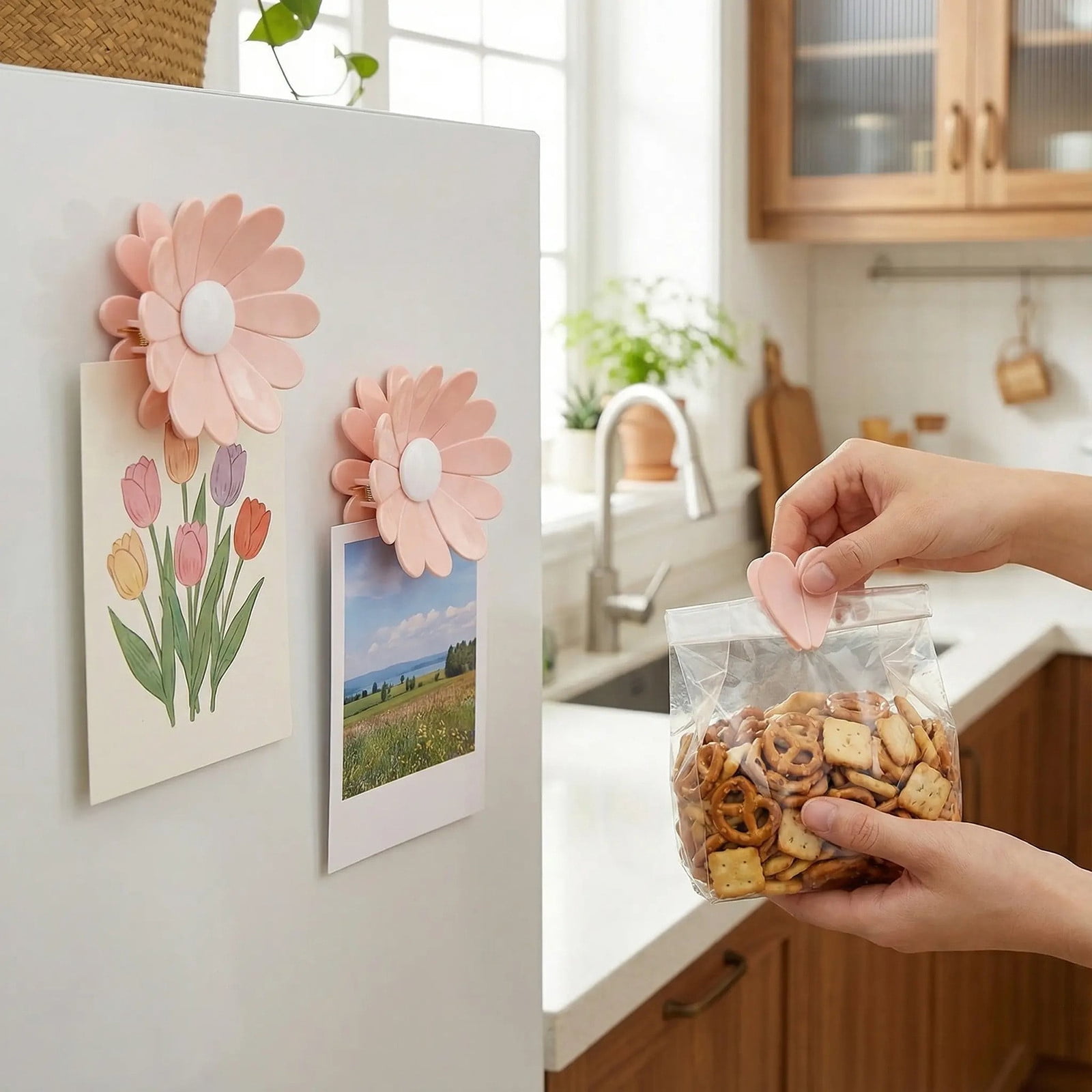 Giunmcul Magnetic Daisy Fridge Clip Flower Shaped Refrigerator Magnet ...