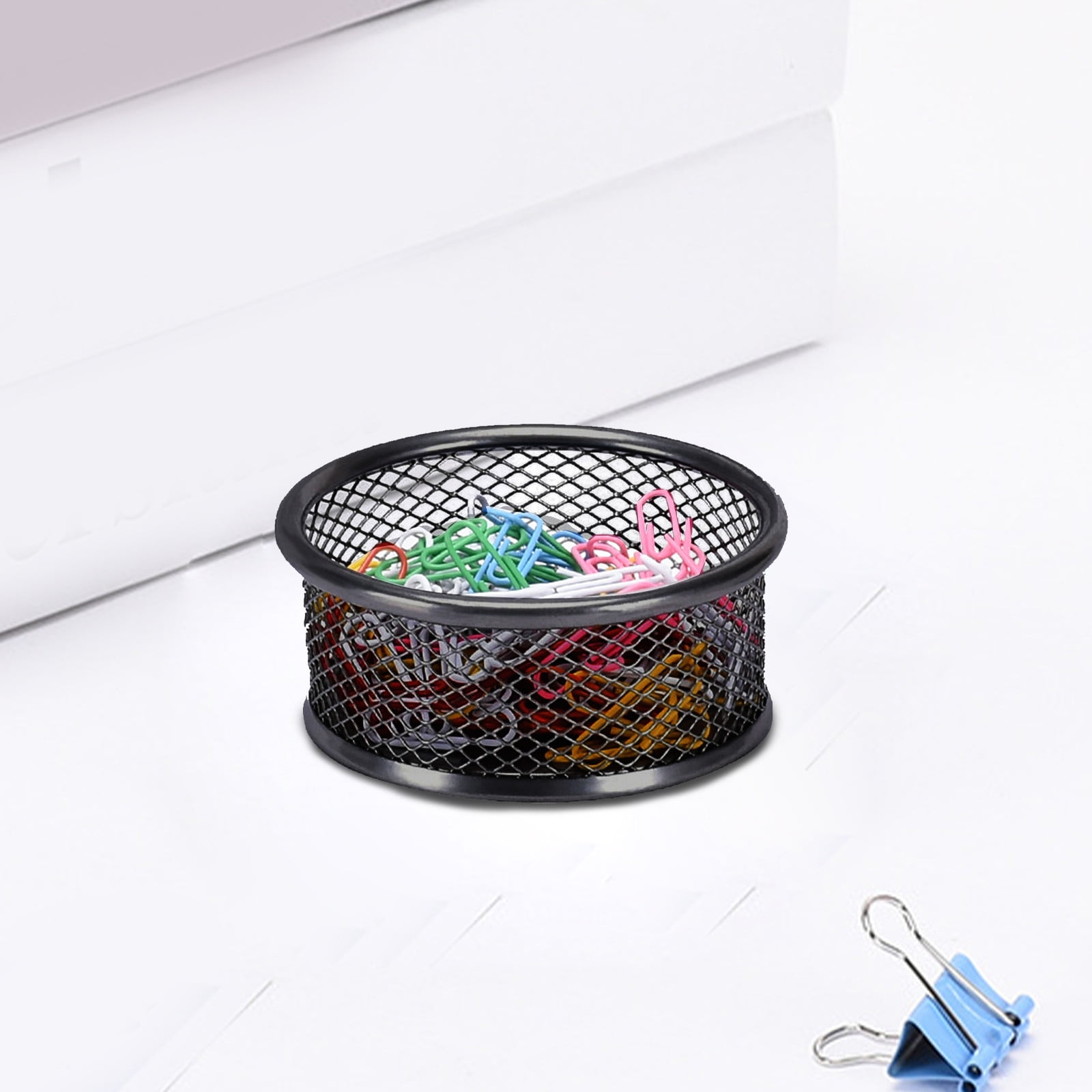 Giunmcul Metal Paper Clip Organiser Cylinder Storage Box for Office ...