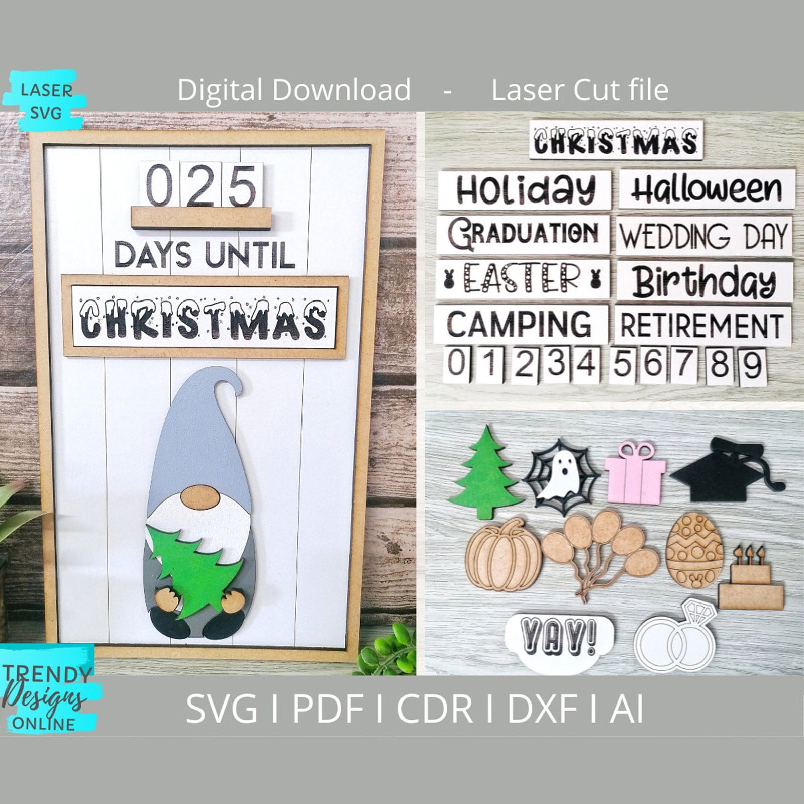 Giunmcul My Order Countdown Year-round Event Countdown, Interchangeable ...